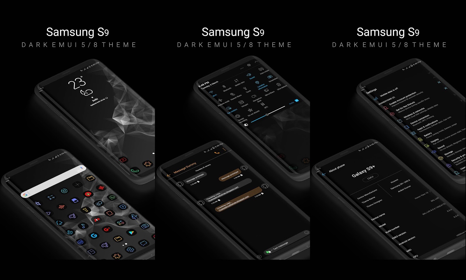 Samsung S9 Invert Dark Theme EMUI 5 and EMUI 8
