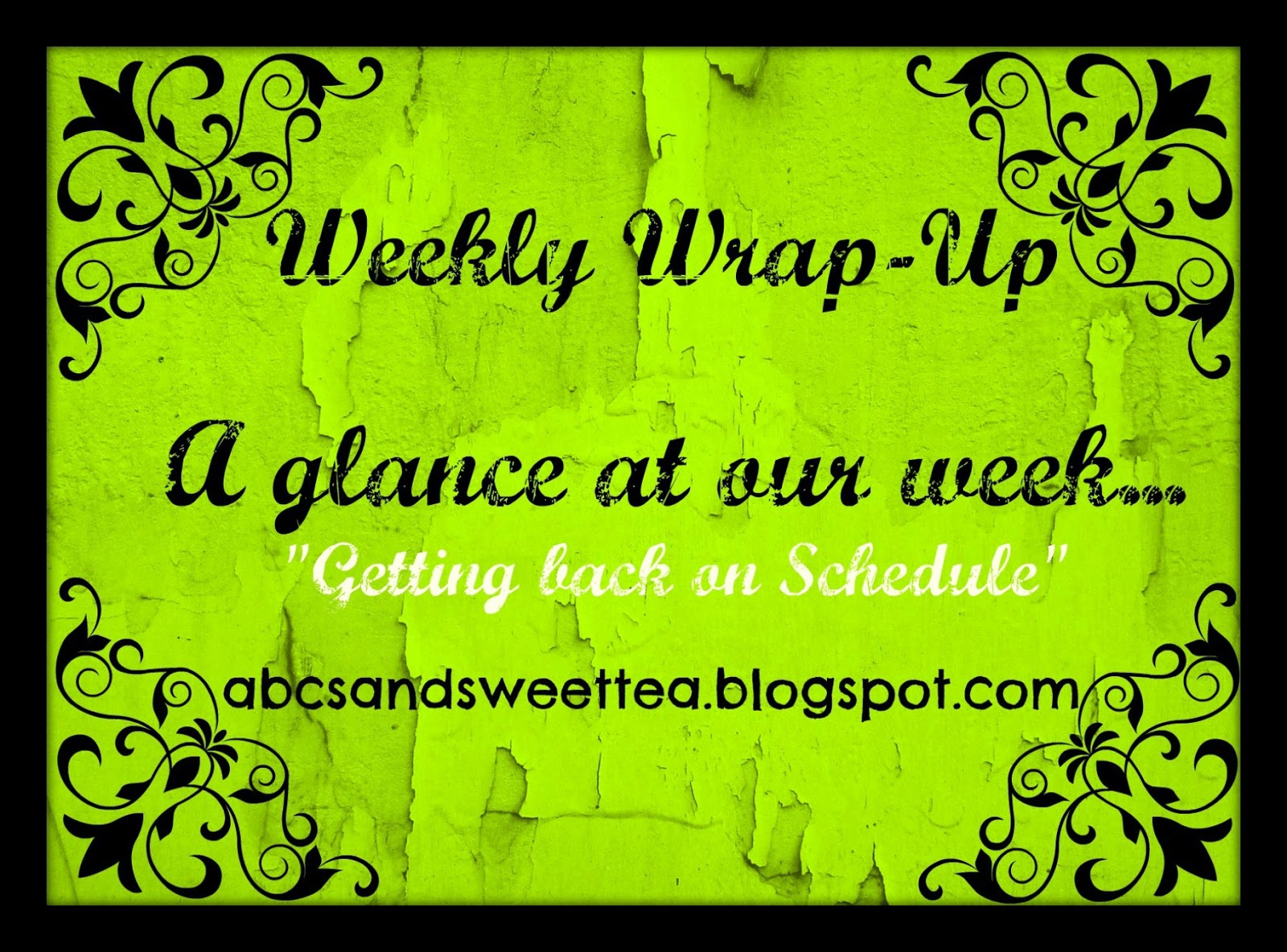 ABC's and Sweet Tea: Weekly Wrap-Up...Getting back on Schedule