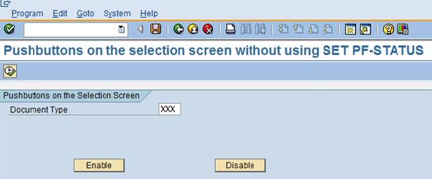 SAP ABAP TUTORIAL: Create Pushbuttons on the selection screen without using PF Status