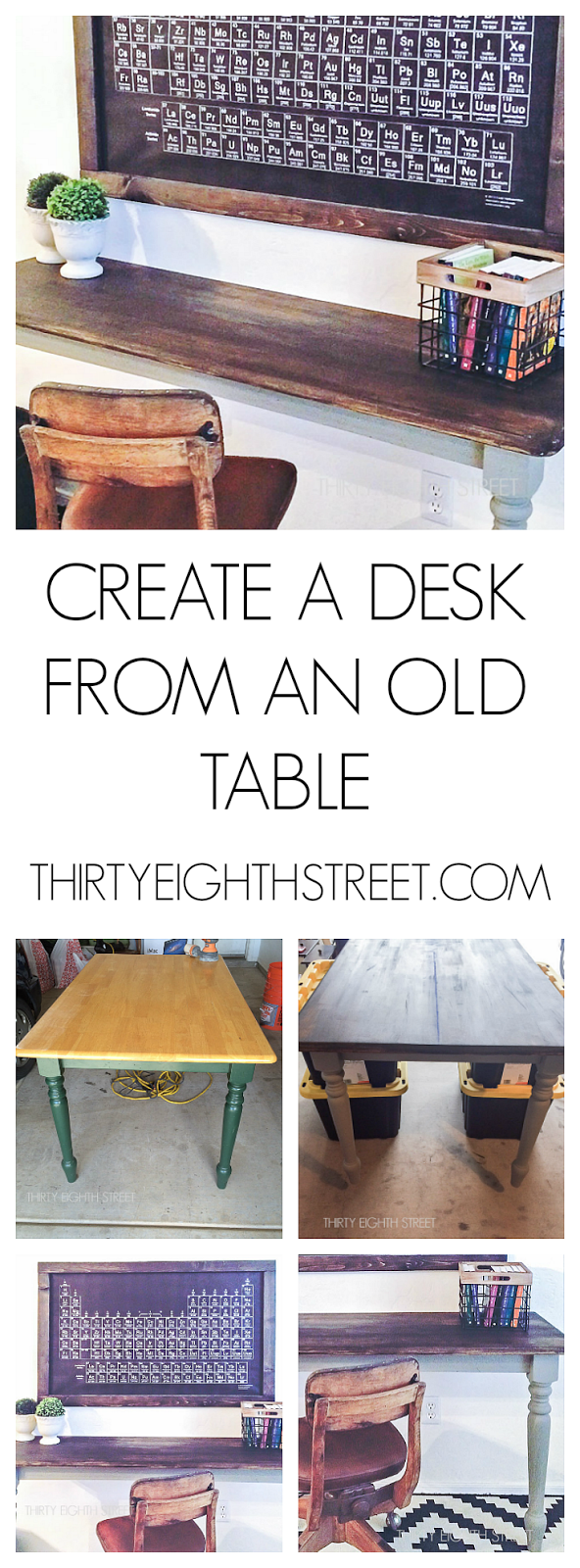 DIY Rustic Farmhouse Desks From A Kitchen Table - Thirty Eighth Street