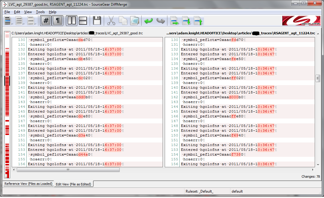Spot The Difference Using Diffmerge On Log Files To Investigate Bugs Creating Software A