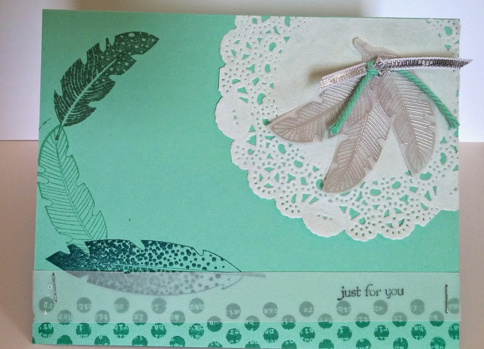 Angie's paper closet: Shades of Blue Feathers card.