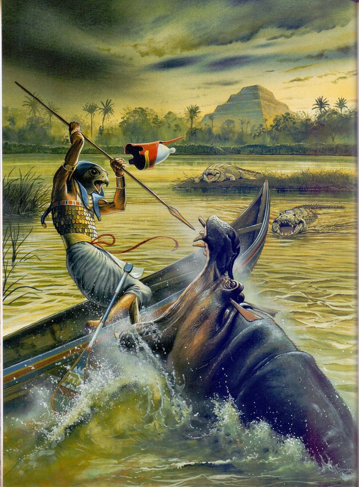 Symbol Ankh: Horus - Attacked [hunting?] by Hippo!