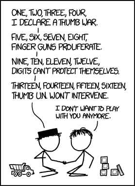 XKCD Isn't Funny: XKCD Isn't Funny - #1753 - Thumb War & #1754 ...