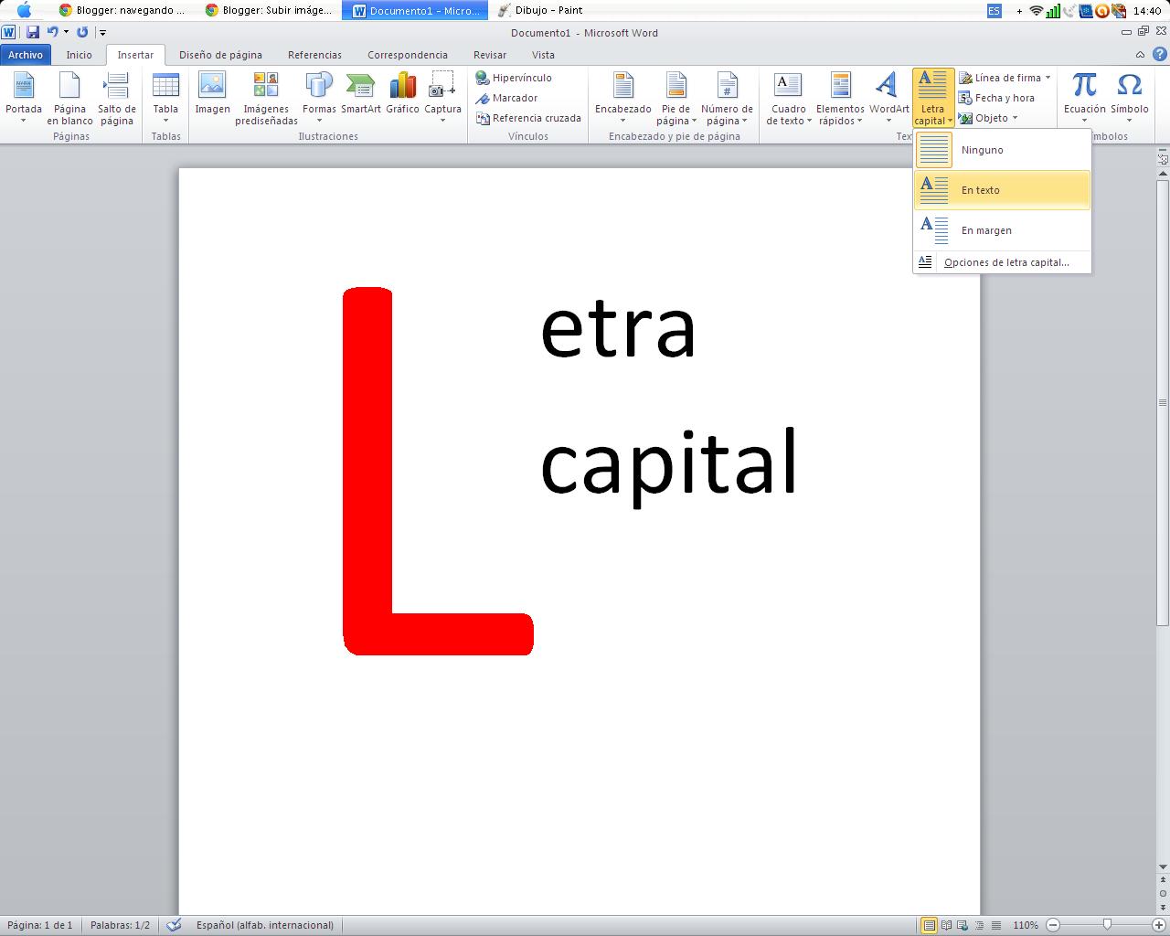 navegando en word: LETRA CAPITAL