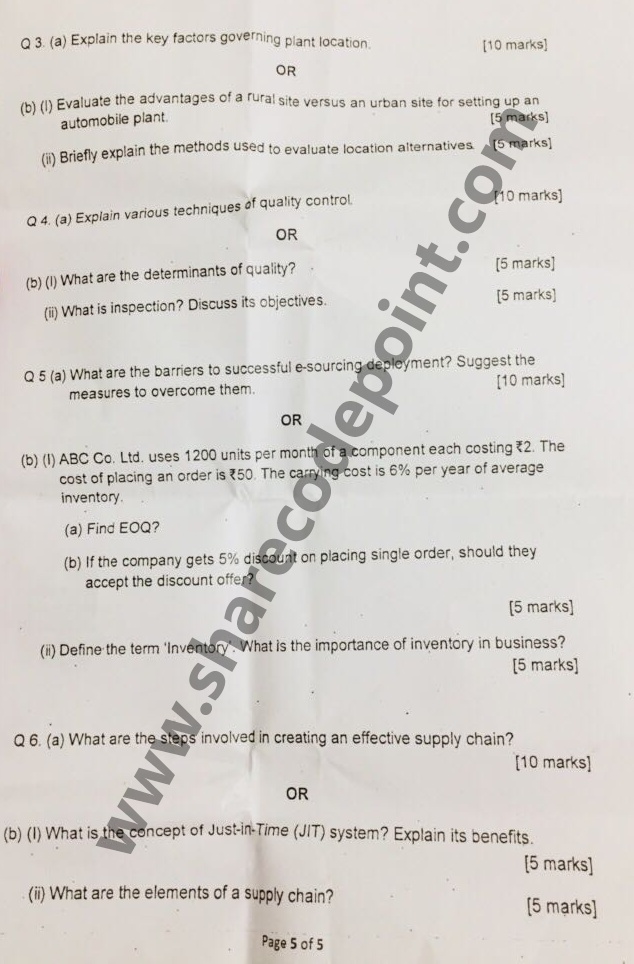OPR602 : Production And Operations Management End Term Exam Question ...