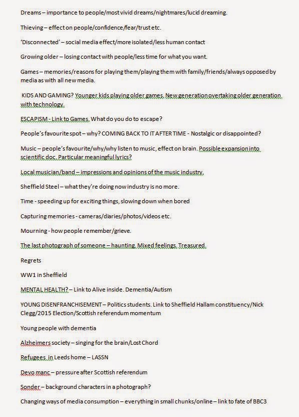 FMP - Documentary Project: Documentary Group Discussion - Initial Ideas