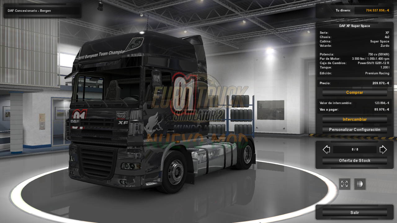 DAF XF 105 + caja de cambios (Mercedes Actros MP4) + Skin Renault Premium - ETS 2 Mundo Mod
