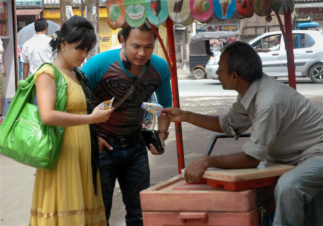 Guwahati: Manipuri actors Prameswari and Kaiko during a shoot of the ...