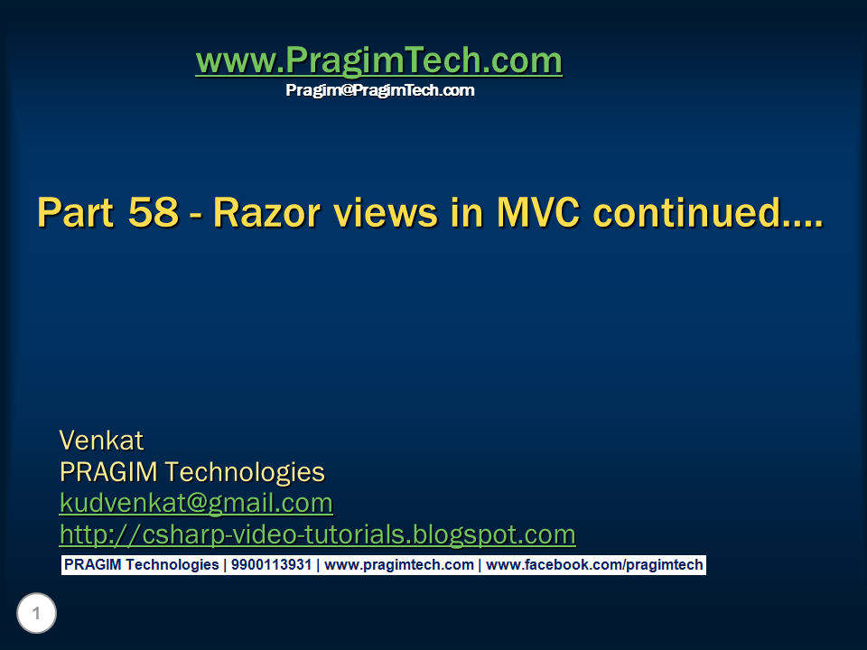 Sql Server Net And C Video Tutorial Part 58 Razor Views In Mvc