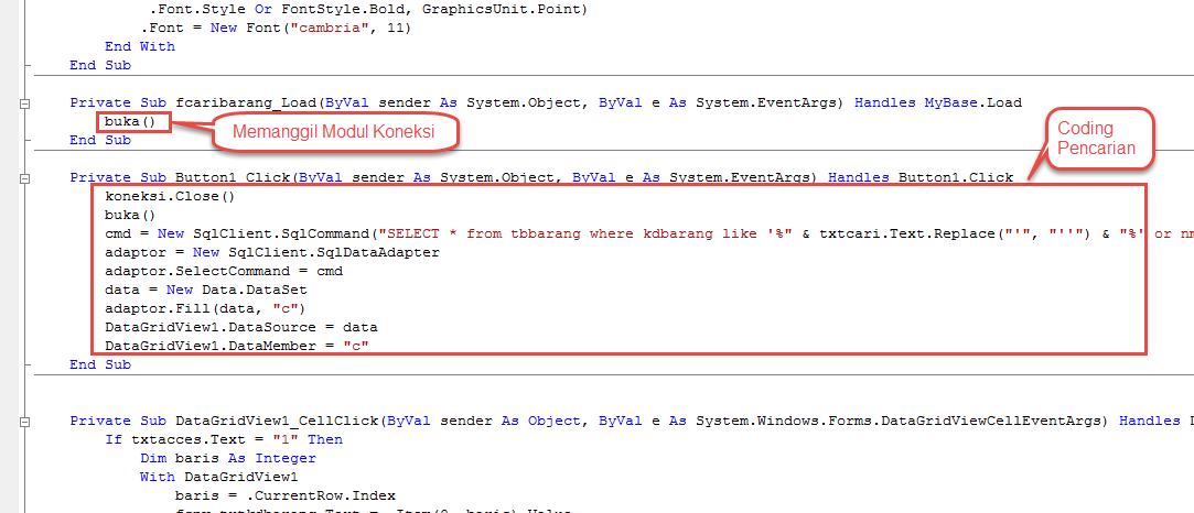 MEMBUAT FUNGSI CARI/SEARCH DENGAN VB.NET | Tips Seputar Sistem Informasi