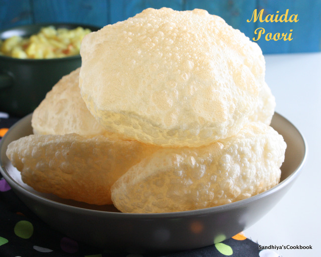 Sandhiya's Cookbook: Maida Poori | All Purpose Flour Poori | Breakfast ...