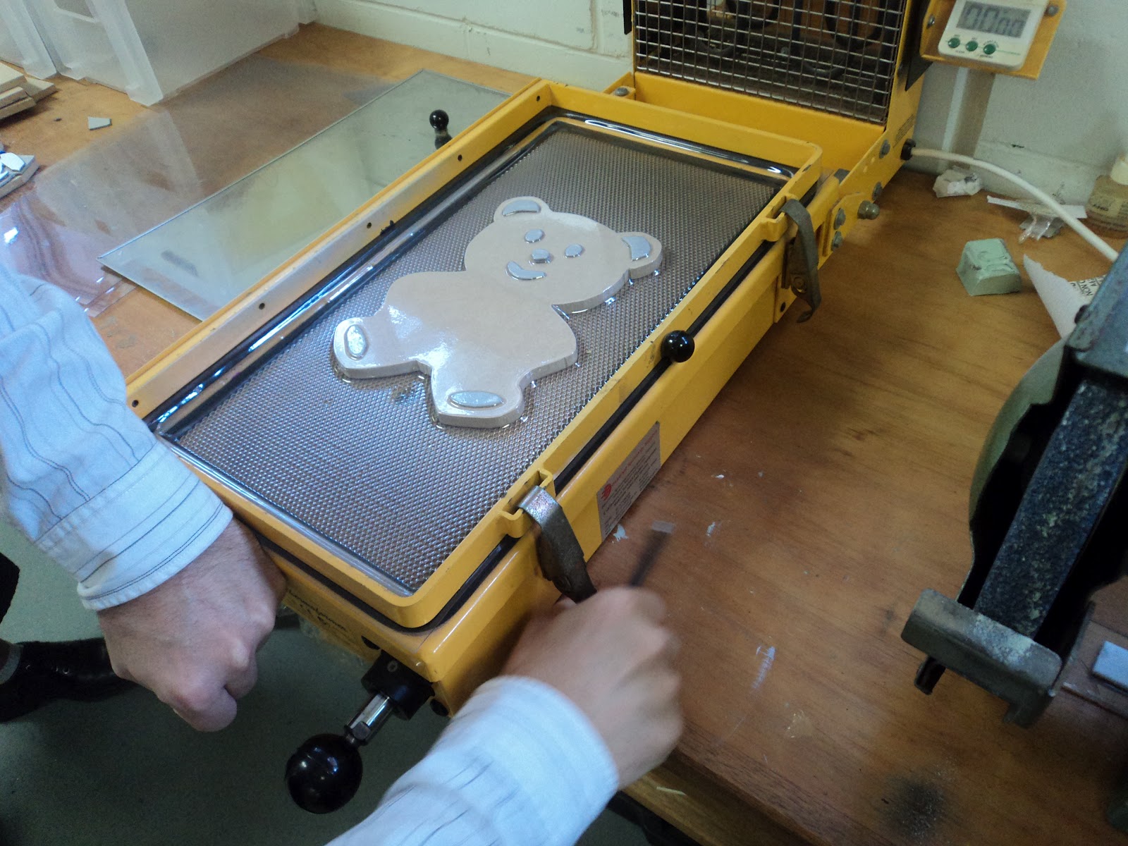 Design Futures: My clock while being vacuum formed and once finished