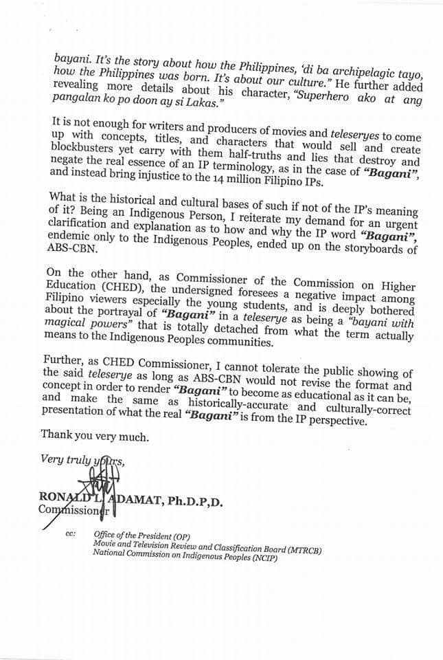 CHED commissioner hits ABS-CBN for misuse of term 'Bagani'