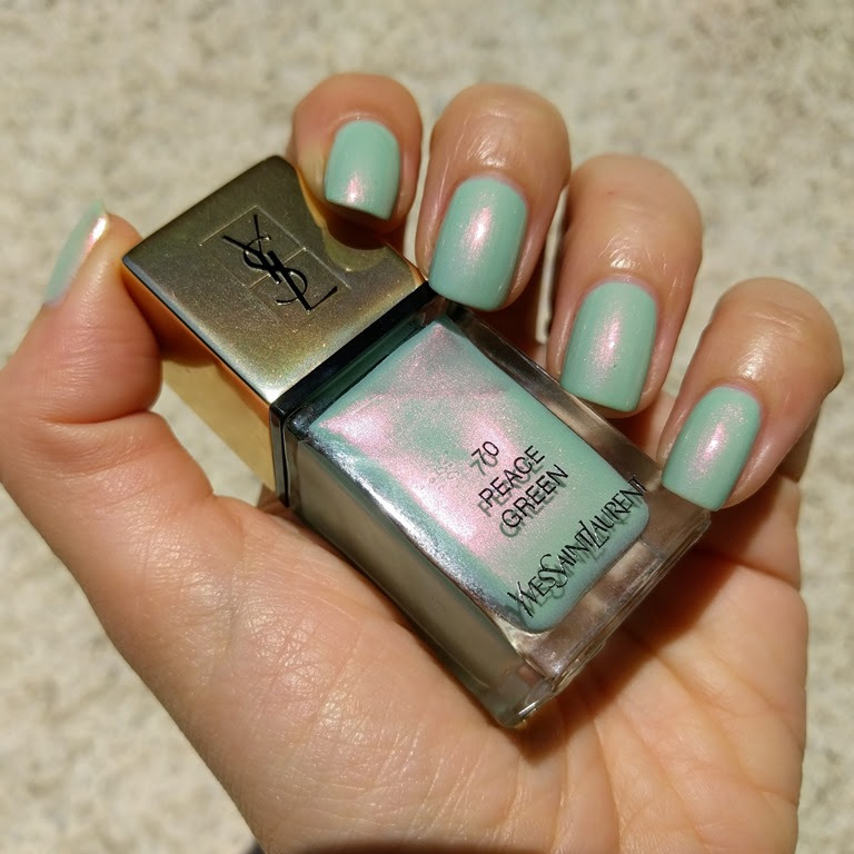 old: shine eye's shiny nails: ysl peace green (boho stone)