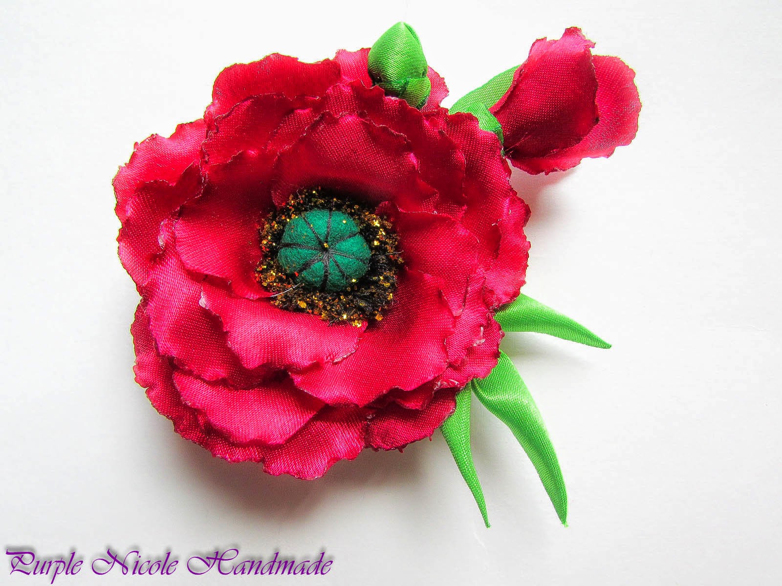 Purple Nicole`s Handmade: Brose flori colorate satin