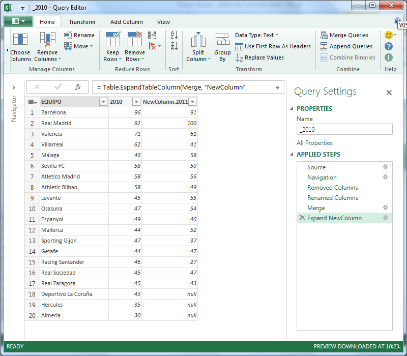 Microsoft Power Query para Excel: Editor de Consultas I
