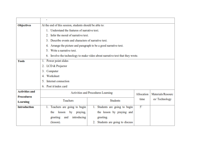 Lesson Plan - Descriptive Text ~ Kata Mas Majid
