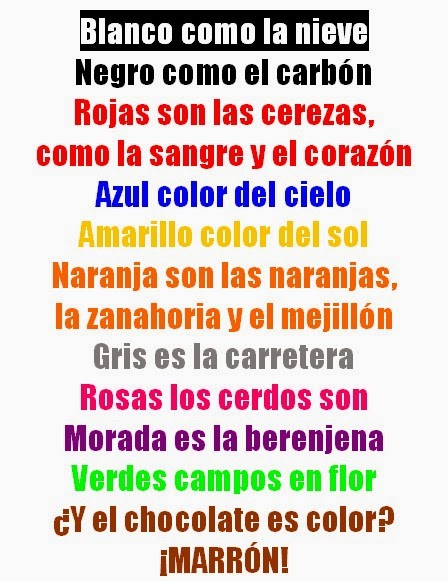 Disfruto en mi cole: Poema de colores