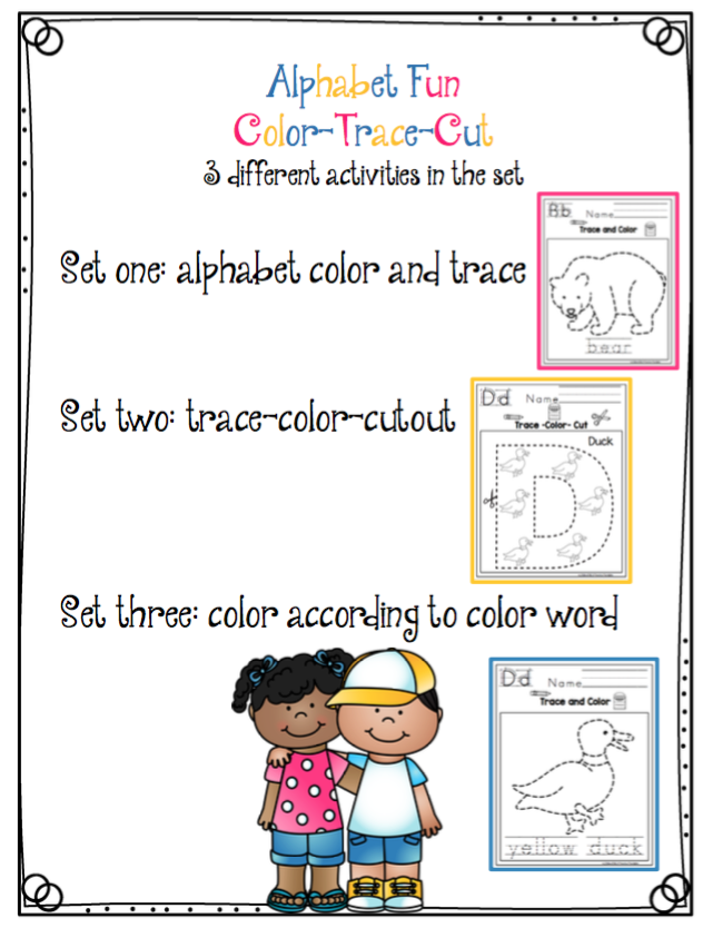Alphabet Fun - Color-Trace-Cut "No Prep" ~ Preschool Printables