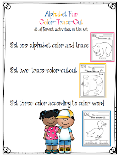 Alphabet Fun - Color-Trace-Cut "No Prep" ~ Preschool Printables