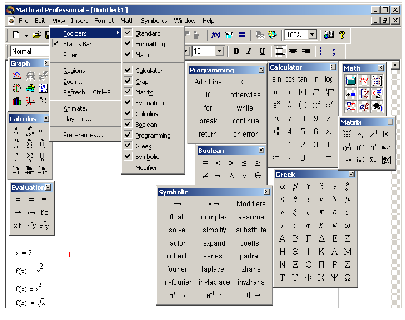Es ist interessant: Tutorial Mathcad: Mengenal Toolbar-Toolbar di Mathcad 2001