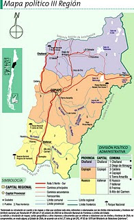 Región de Atacama: Mapa fisico y político de Atacama