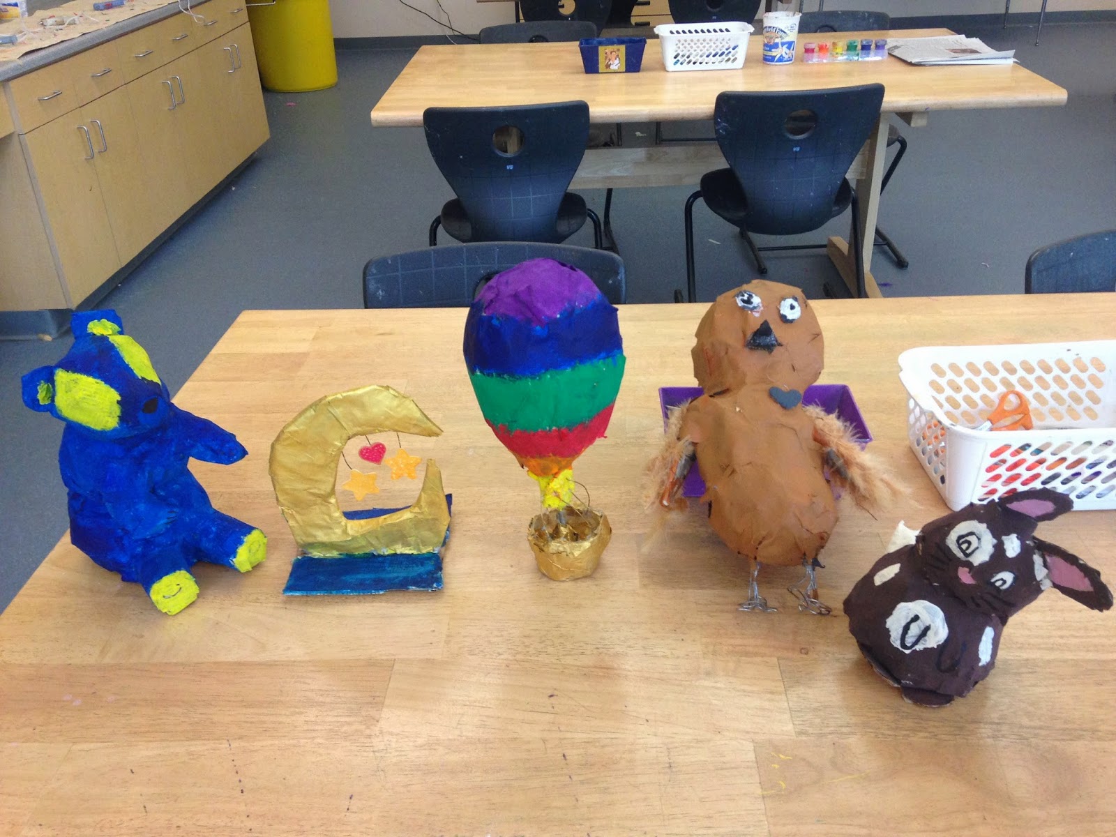 Oak Creek East Middle School Art Class: 7th grade Paper-Mache Sculptures