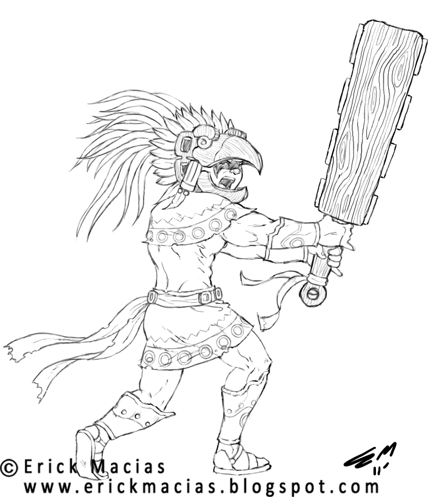The Art Blog of Erick Macias: Aztec Warrior Revisited