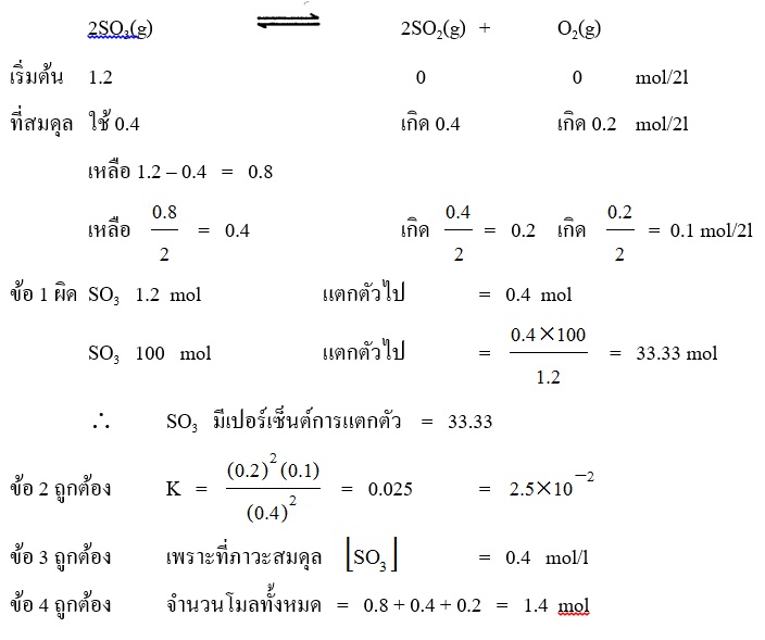 โจทย์วิชาเคมีพร้อมเฉลย เรื่องกรด เบส ปริมาณสารสัมพันธ์และสมดุลเคมี