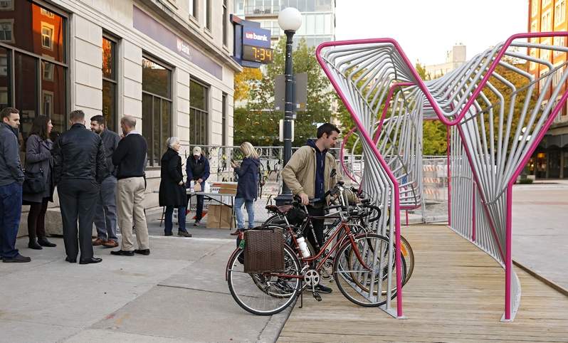 Bike rack: 'Playful' parklet debuts in Iowa City