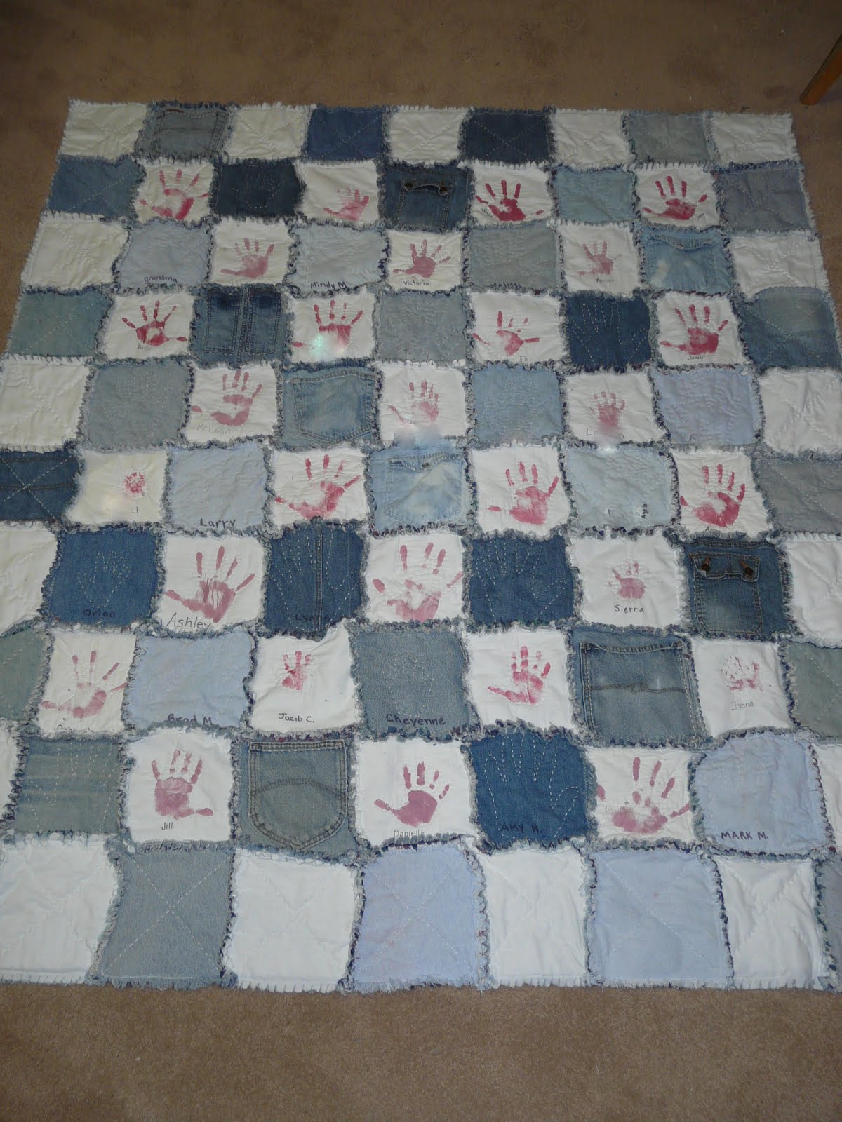 The "Secret" is Gratitude: Memory Hand Print and Jean Quilt Part 3