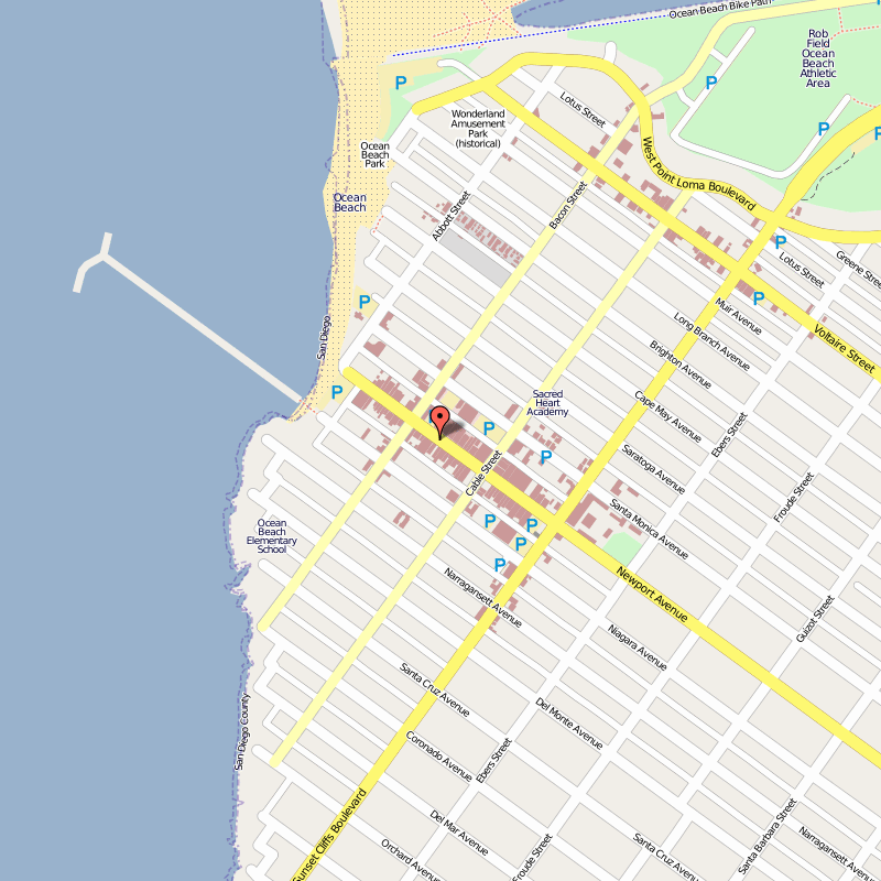 San Diego American Indian Youth Center: Ocean Beach Map