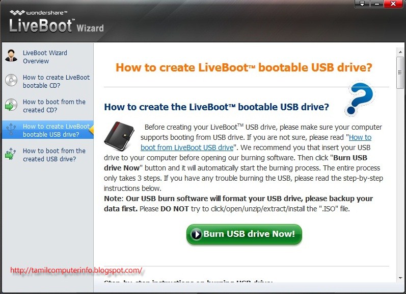 Computer: கணினியை பராமரிக்க - Wondershare Live Boot 2012 இலவசமாக