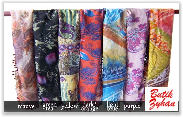 Kerudung Segi Empat Motif Rumbai K1 - Butik Zyhan