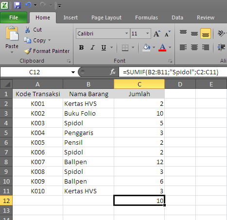 Contoh Penggunaan Fungsi SumIF | Belajar Microsoft Excel