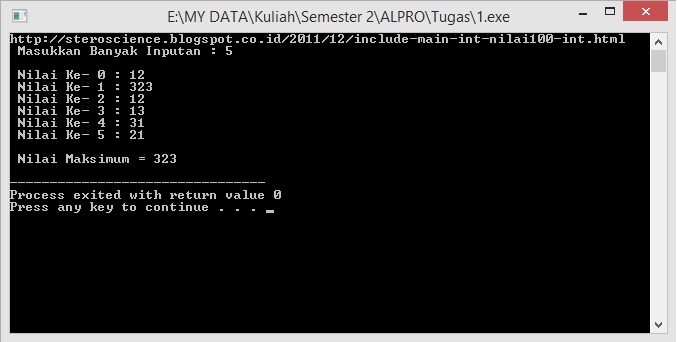 Program C++ Menentukan Nilai Maksimum Array - Teknologi Informatika