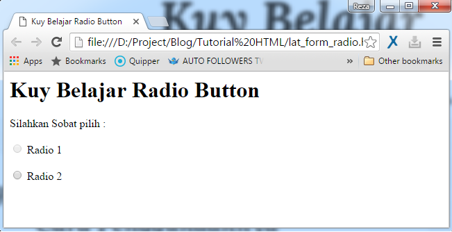 Fungsi Tag Input Type Radio Beserta Cara Penggunaannya