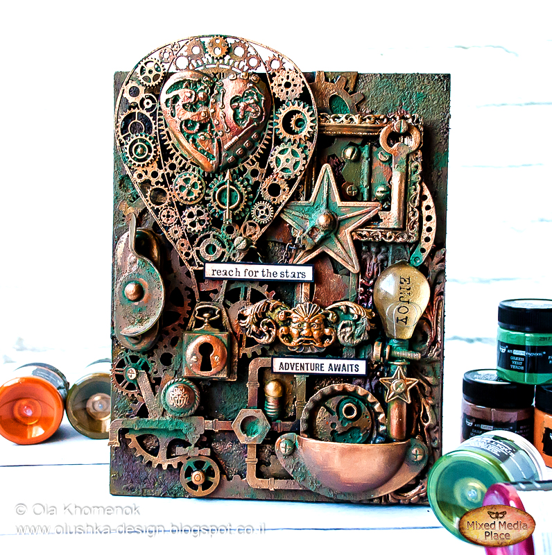 Mixed Media Place: Steampunk canvas tutorial by Ola Khomenok