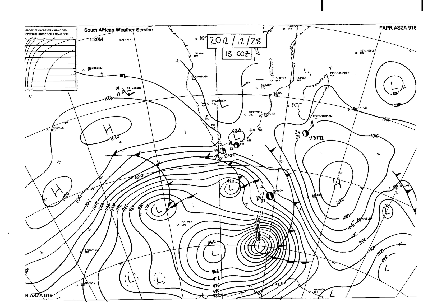 SA Weather and Disaster Observation Service: Sea Level Synoptic Chart ...