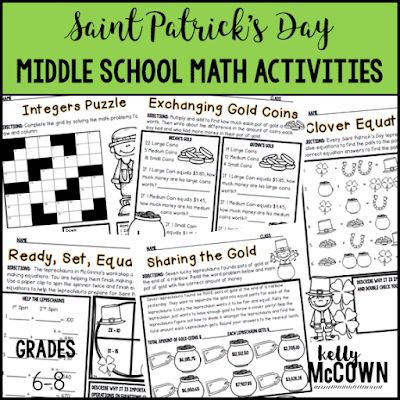 Kelly McCown: Saint Patrick's Day Middle School Math Activities