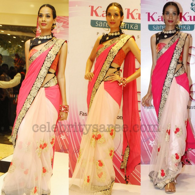 Stylish Dual Color Sari by Kalakunj - Saree Blouse Patterns