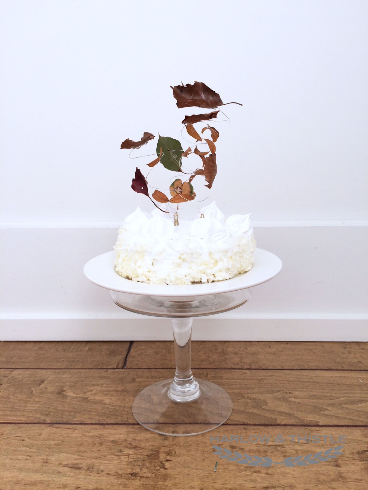 DIY Cake Topper with Leaves #HolidayForageFriday - Harlow & Thistle