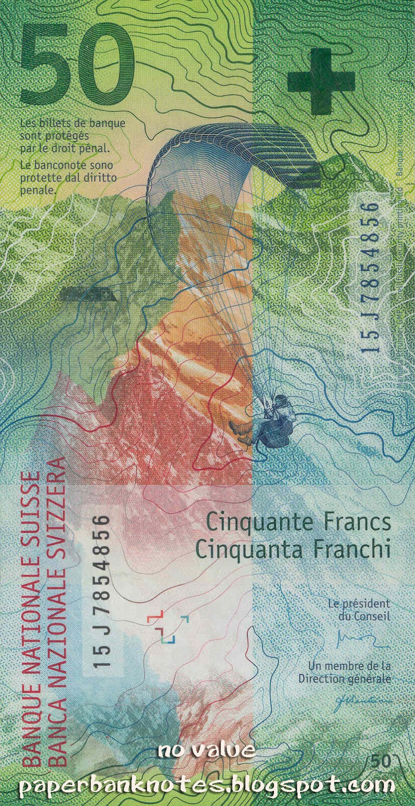 europe: Switzerland - 50 Francs 2015 New Series Hybrid Note