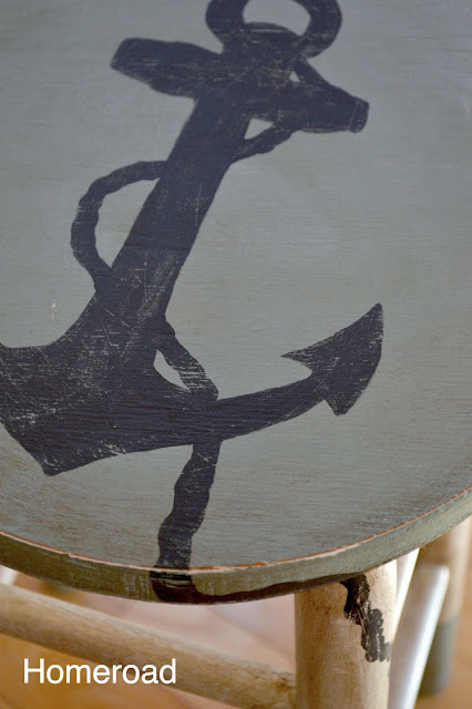 A Nautical Stool Makeover