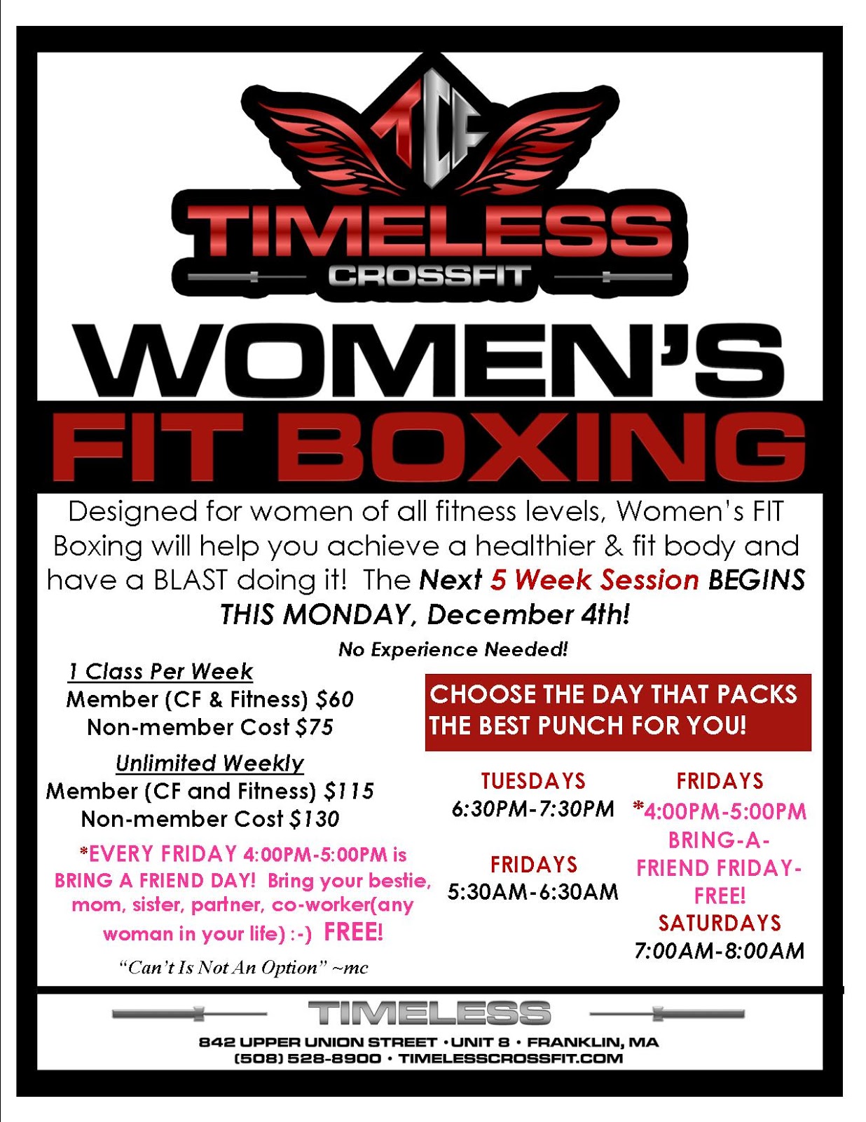 Franklin Matters: Timeless Women's FIT Boxing - new session starting