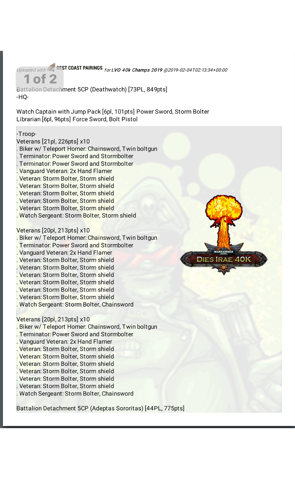 Dies Irae 40K: Las Vegas Open 2019 - Presentación y listas de los favoritos