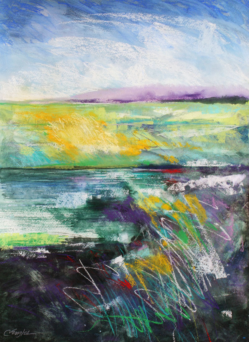 Carol Engles Art: Western River, abstract landscape by Carol Engles