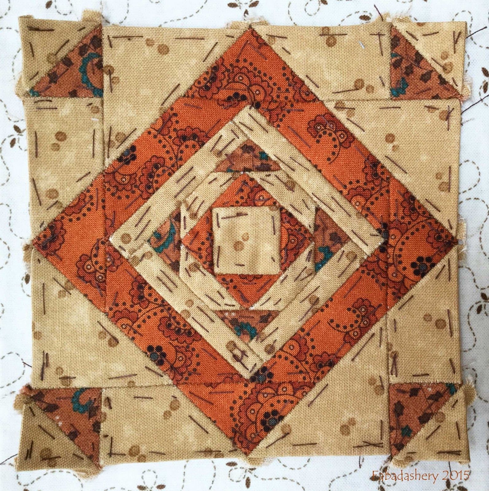 Fabadashery: Dear Jane Quilt - Block A9 Cabin Fever