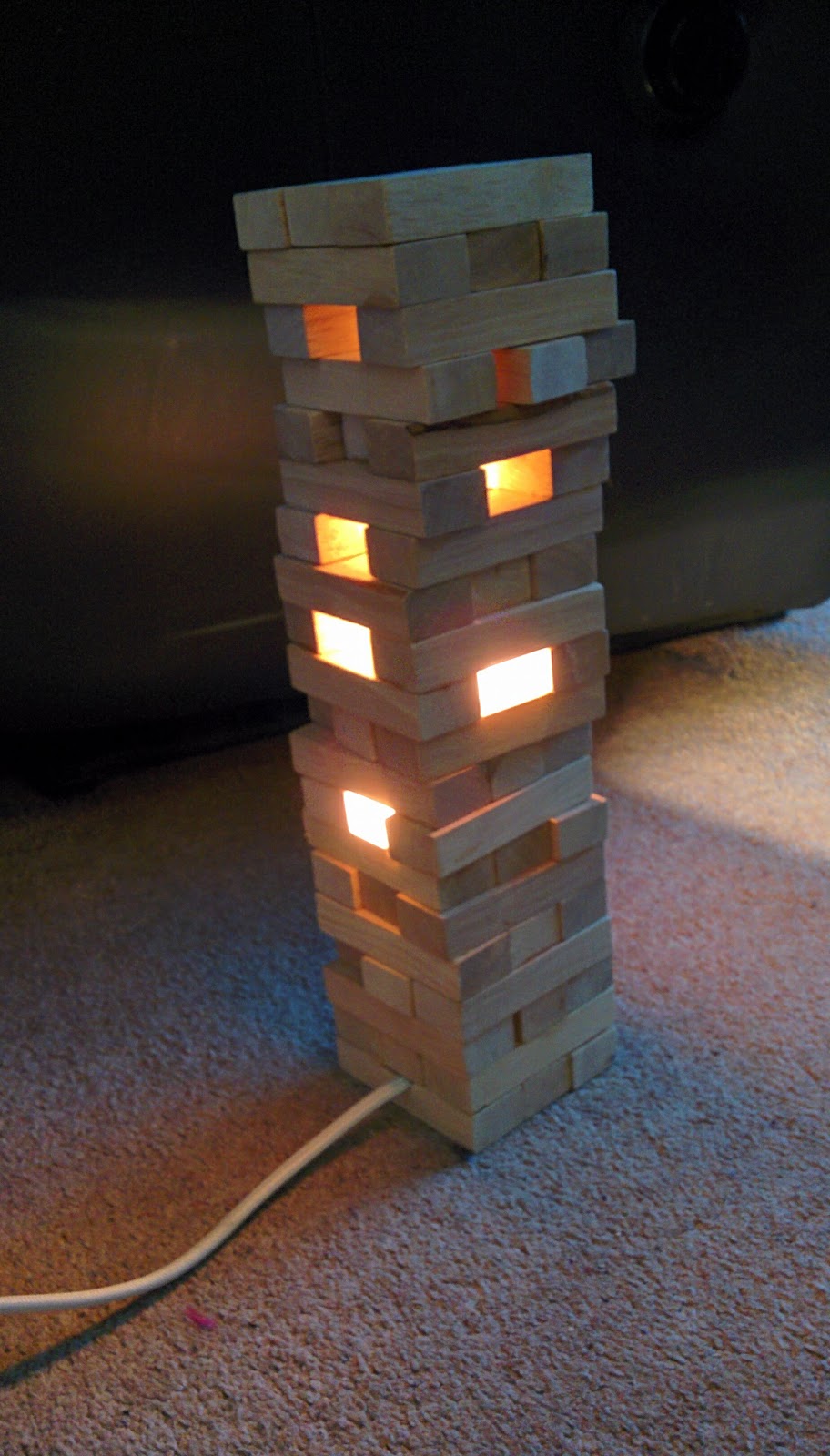 Makestuffathome: Jenga topple game lamp diy